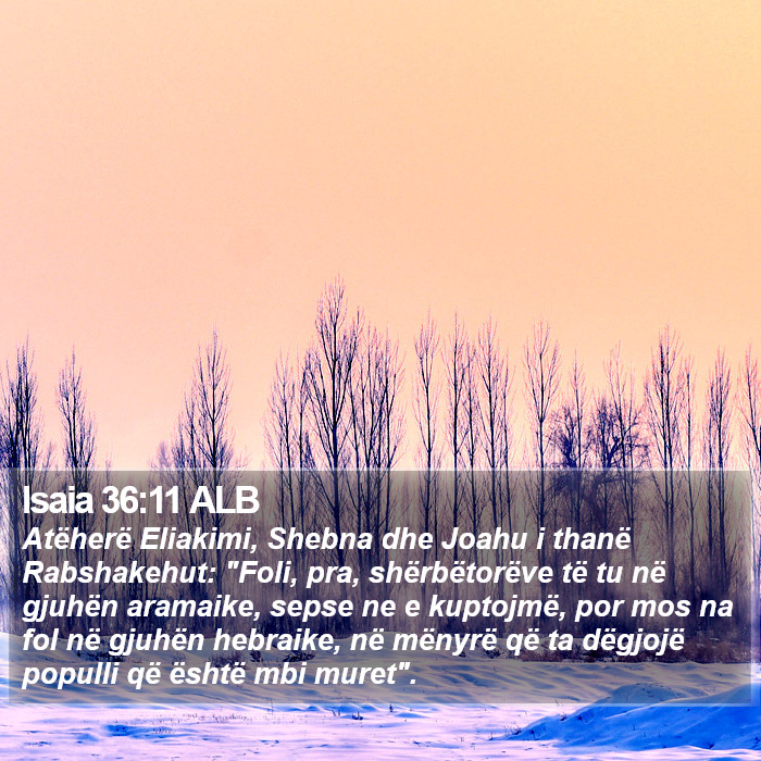 Isaia 36:11 ALB - Atëherë Eliakimi, Shebna dhe Joahu i thanë