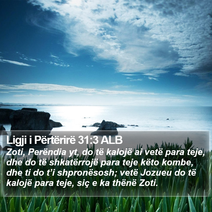 Ligji i Përtërirë 31:3 ALB - Zoti, Perëndia yt, do të kalojë ai vetë para
