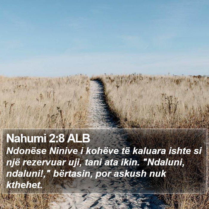 Nahumi 2:8 ALB - Ndonëse Ninive i kohëve të kaluara ishte si