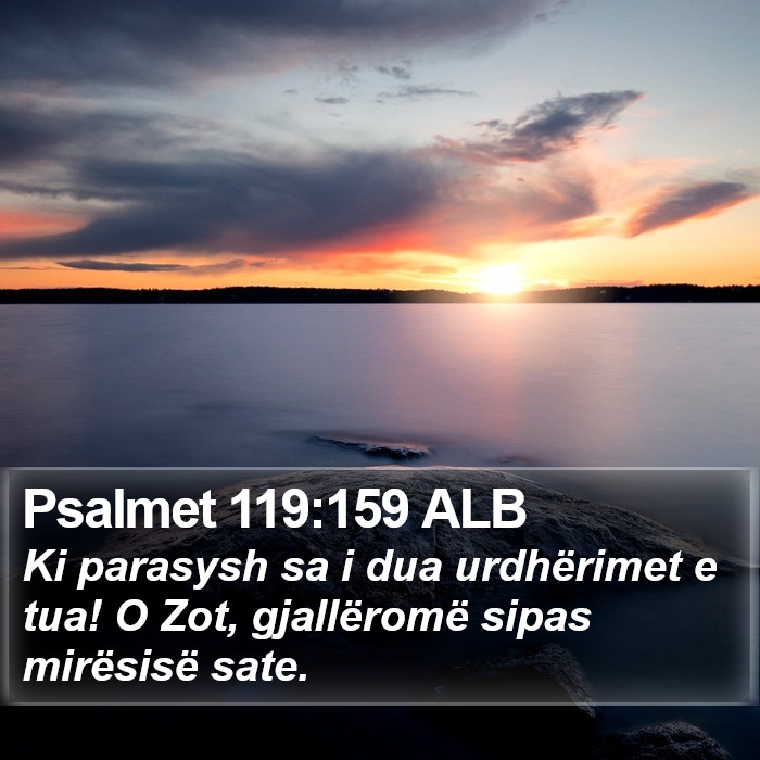 Psalmet 119:159 ALB - Ki parasysh sa i dua urdhërimet e tua! O Zot,