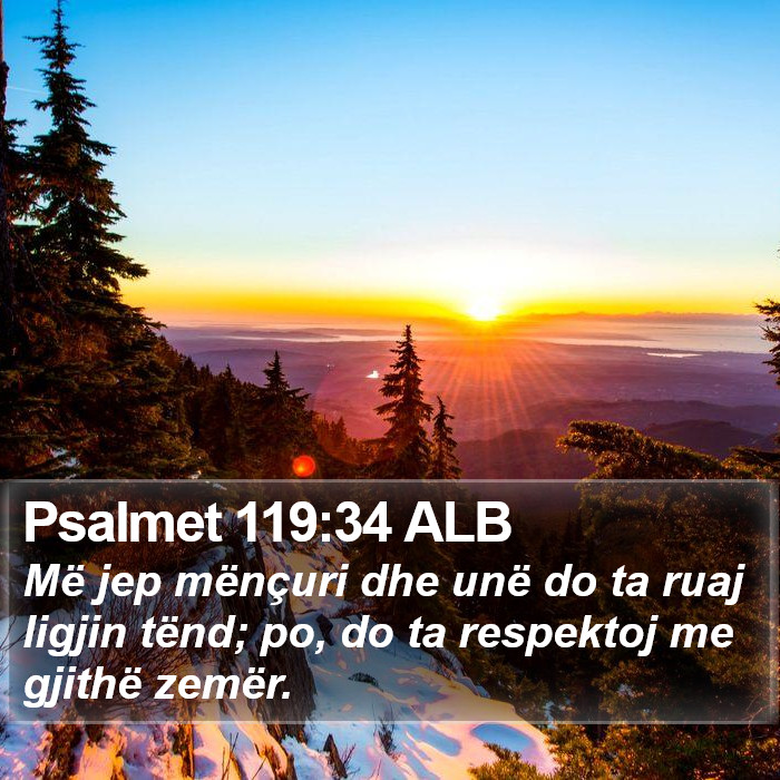 Psalmet 119:34 ALB - Më jep mënçuri dhe unë do ta ruaj ligjin