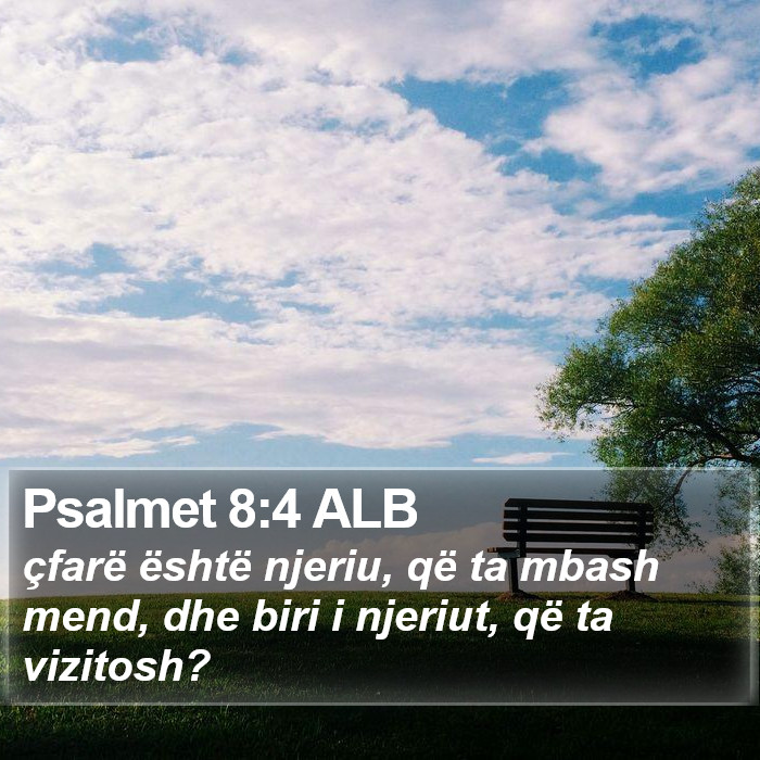 Psalmet 8:4 ALB - çfarë është njeriu, që ta mbash mend, dhe